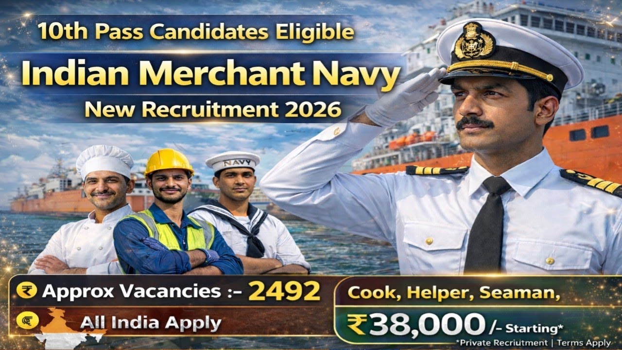 Indian Merchant Navy New Recruitment 2026 | 10th Pass Jobs | 2492 Post ...