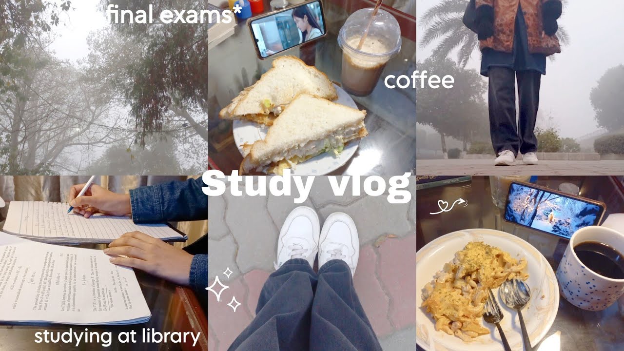 Study vlog ️Final Exams, Study in library, Coffee,watching kdramas ...