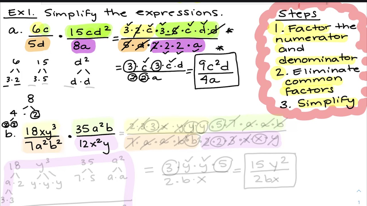 Lesson 9-5: Multiplying Rational Expressions - YouTube