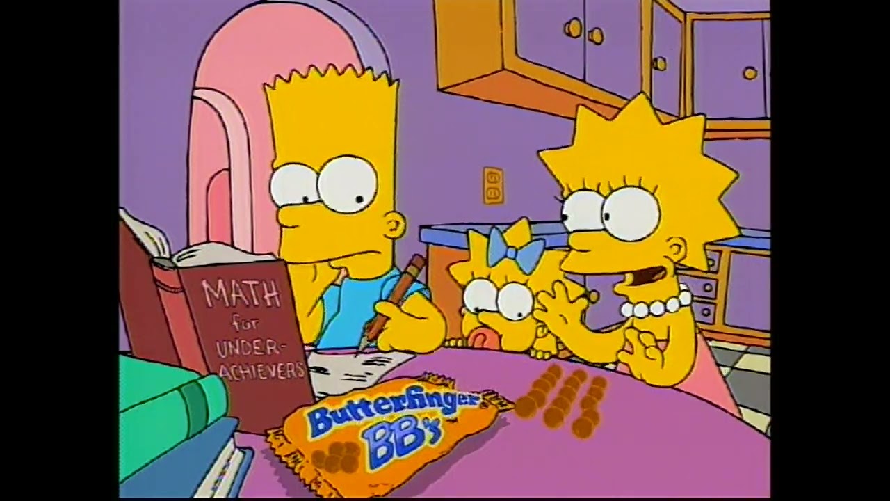 The Simpsons (1989-) Butterfinger BB's "Math" TV Commercial - 1992 (2K ...