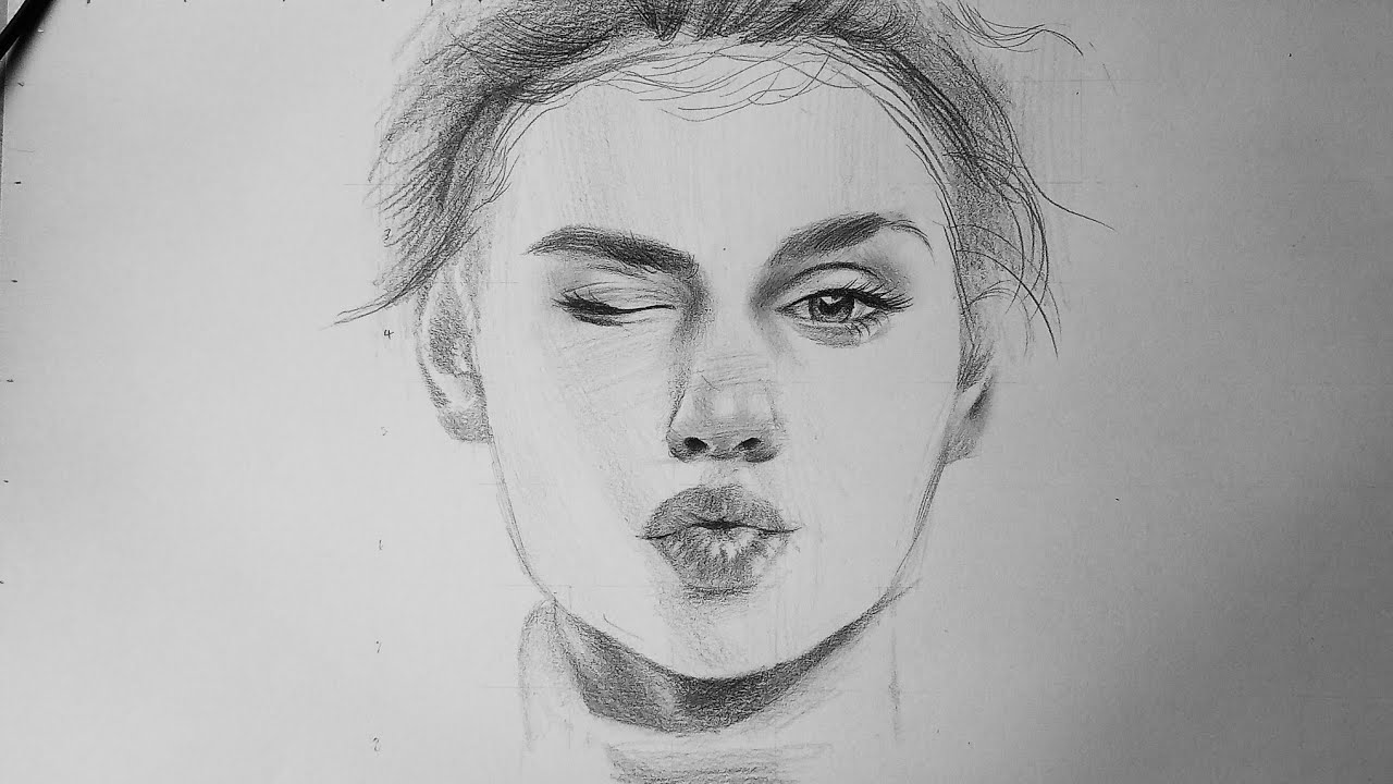 How to draw a girl with pencil [how to draw a face] Realistic Drawing ...