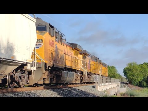UP 7091 leads a NB freight train with a nice crew on 4-8-2025 - YouTube