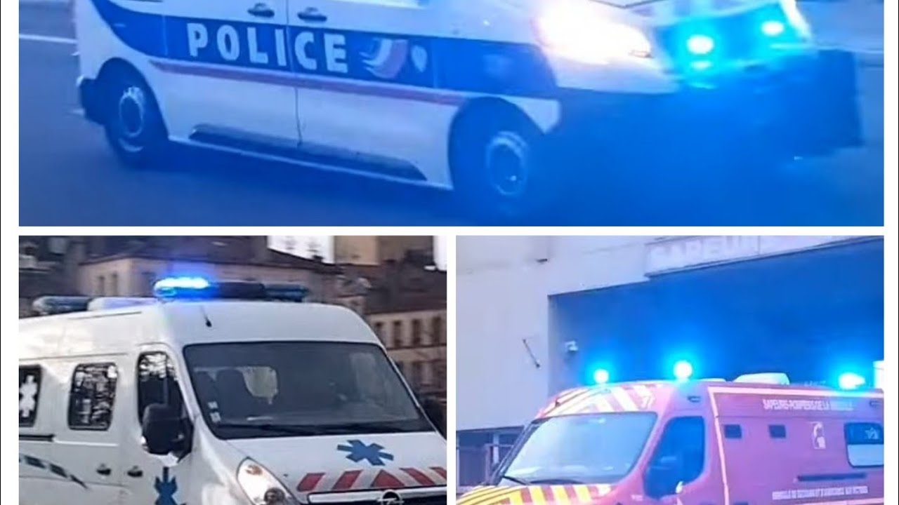 Départ VSAV 02 + Ambulance + véhicules de police CSI Metz @sdismoselle ...