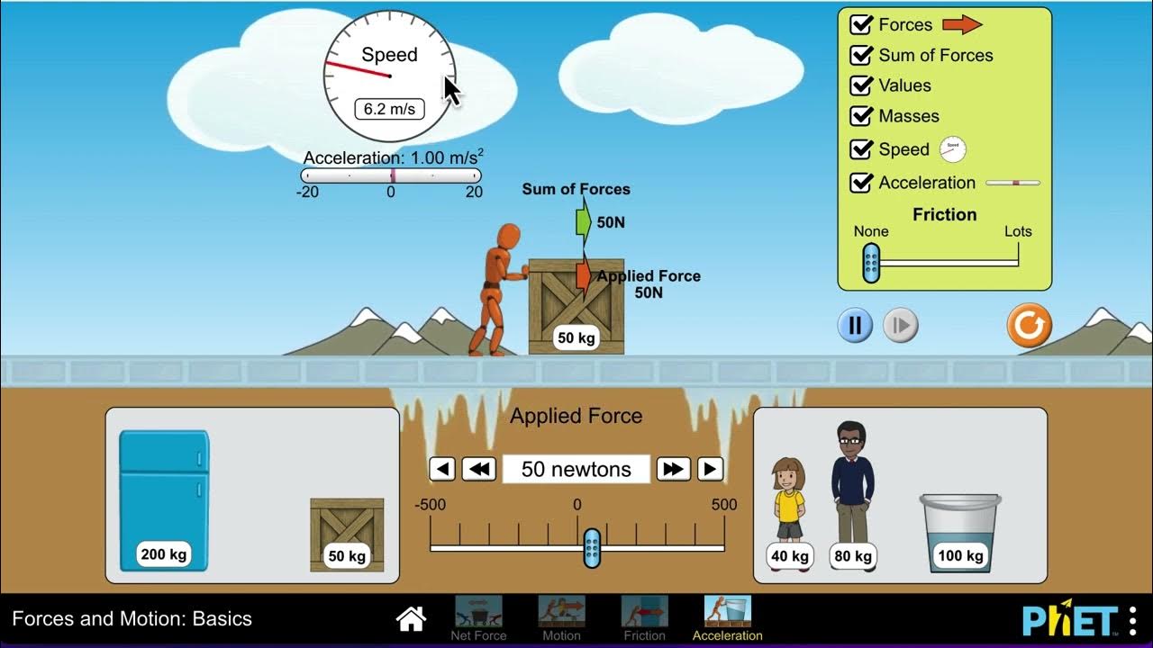Phet - force & motion PART 1 walkthrough - YouTube