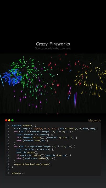 Watch this crazy fireworks! #programming #animation #codes # ...