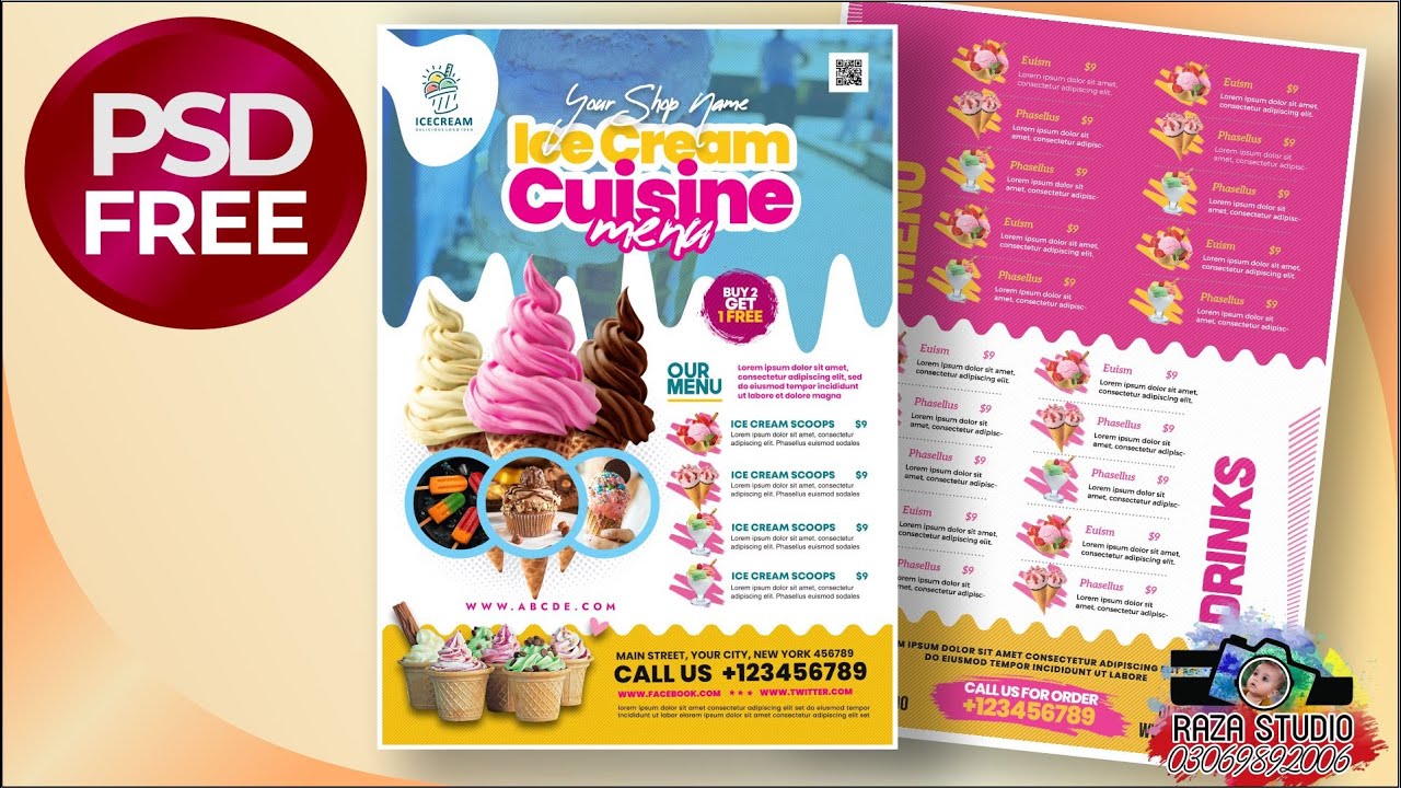 Ice Cream Menu Design Template Free Download - YouTube