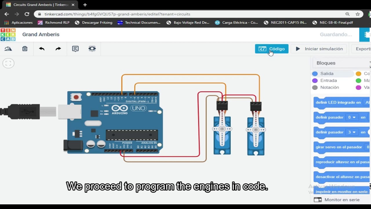 Servo Motor Programming Tinkercad Third Epp A Bykevin Chuquín Youtube