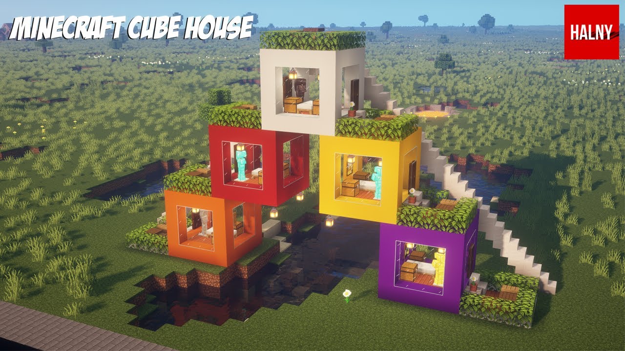 Cube house in minecraft - Tutorial - YouTube