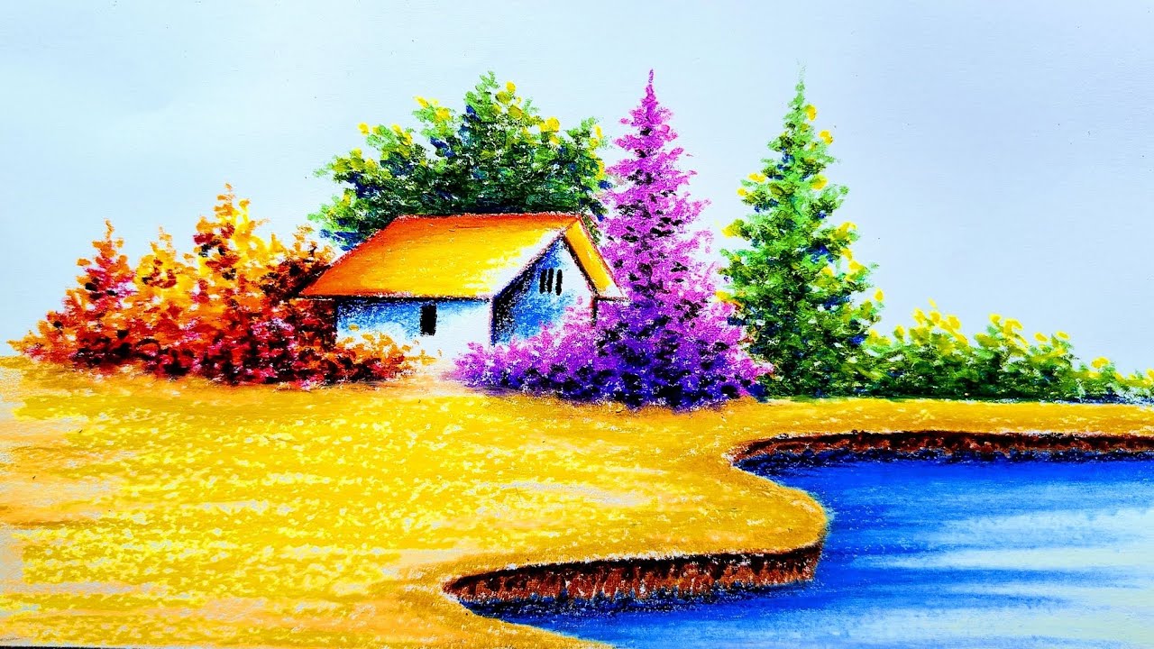 How to draw landscape drawing/How to draw landscape scenery - YouTube