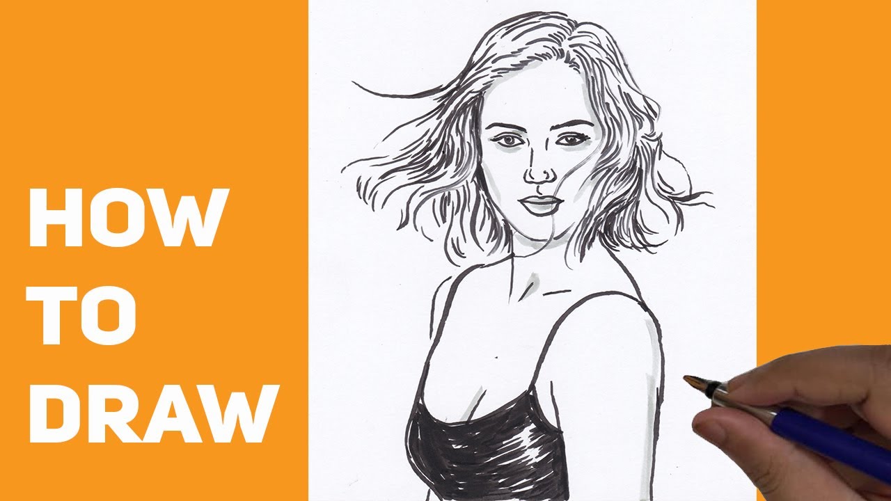 Jessica Alba Drawing./ How to Draw a Beautiful lady Simple./ #Model ...