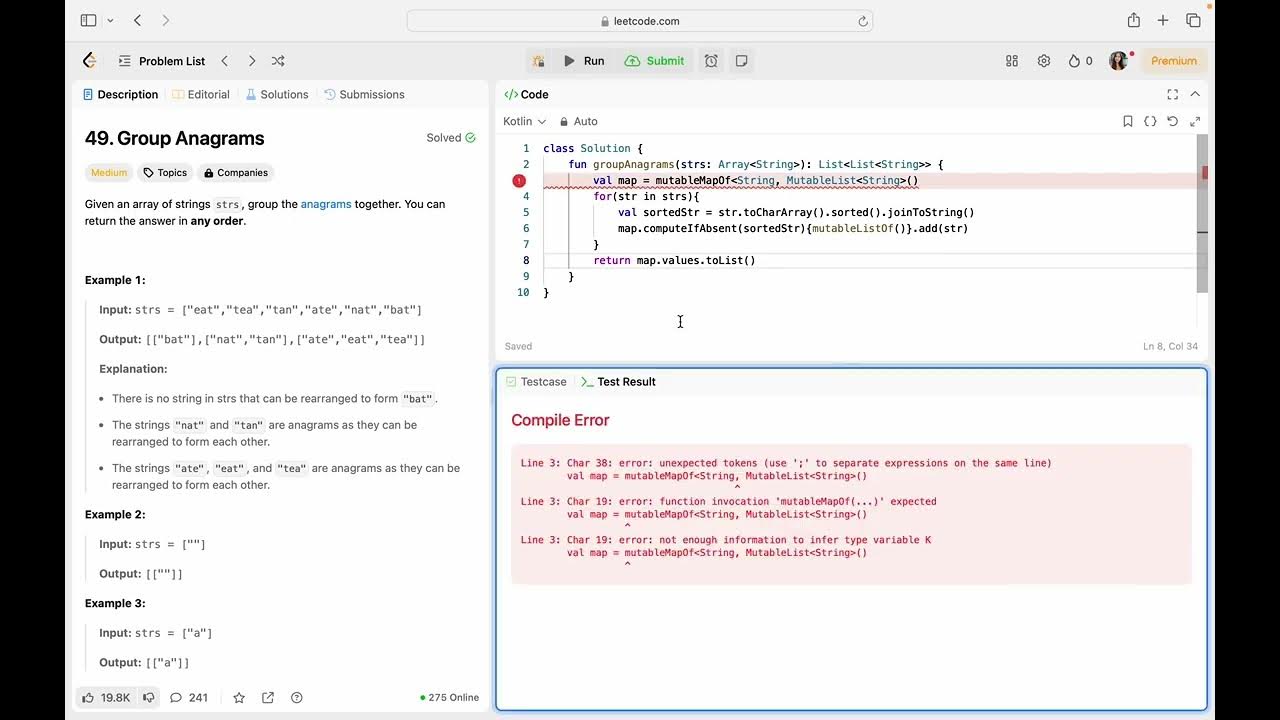 49. Group Anagrams: leetcode solution in Kotlin - YouTube