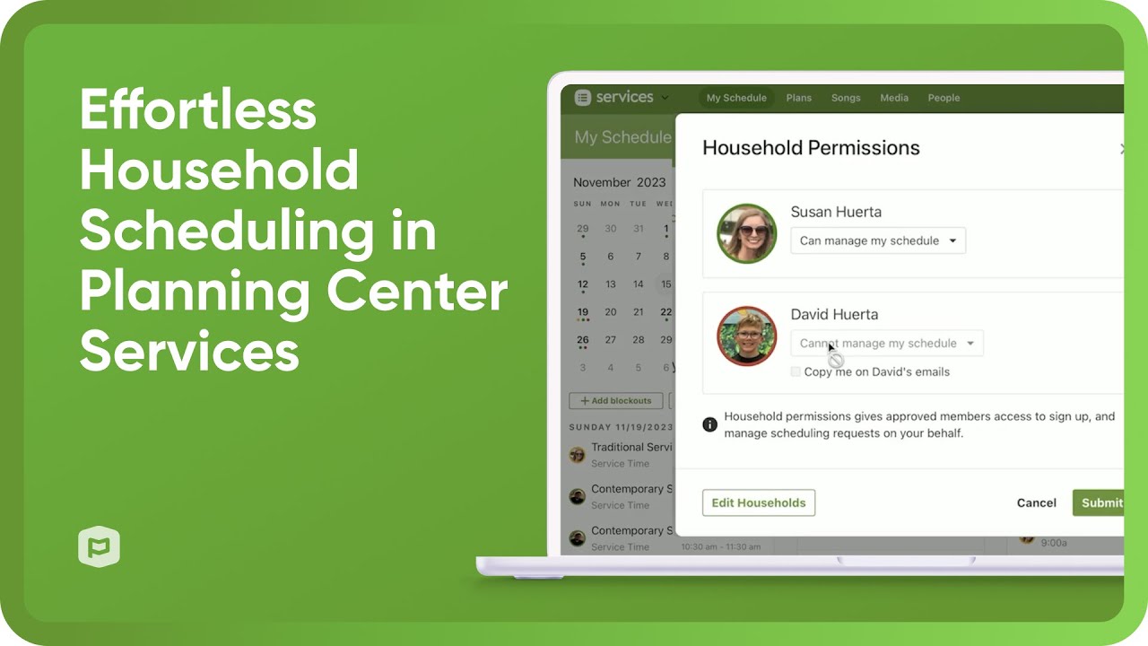 Effortless Household Scheduling in Planning Center Services - YouTube