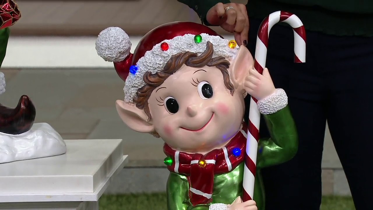 Kringle Express Indoor/Outdoor 37" Oversized Lit Elf on QVC - YouTube