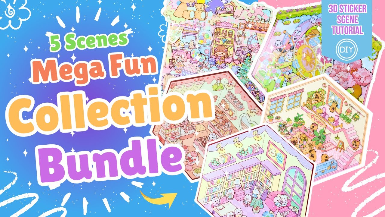 How To Create 5 Scenes MEGA Cute Collection PET 3D Sticker Scenes DIY ...