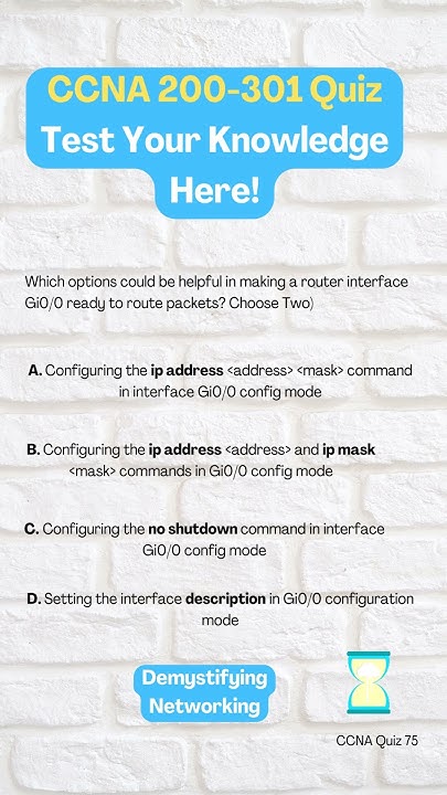 CCNA Quiz 75:Enable Interface for Routing Packets #learning #cisco #ccnacertification # ...