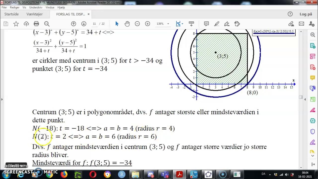 Kvadratisk programmering med cirkler som niveaukurver - YouTube