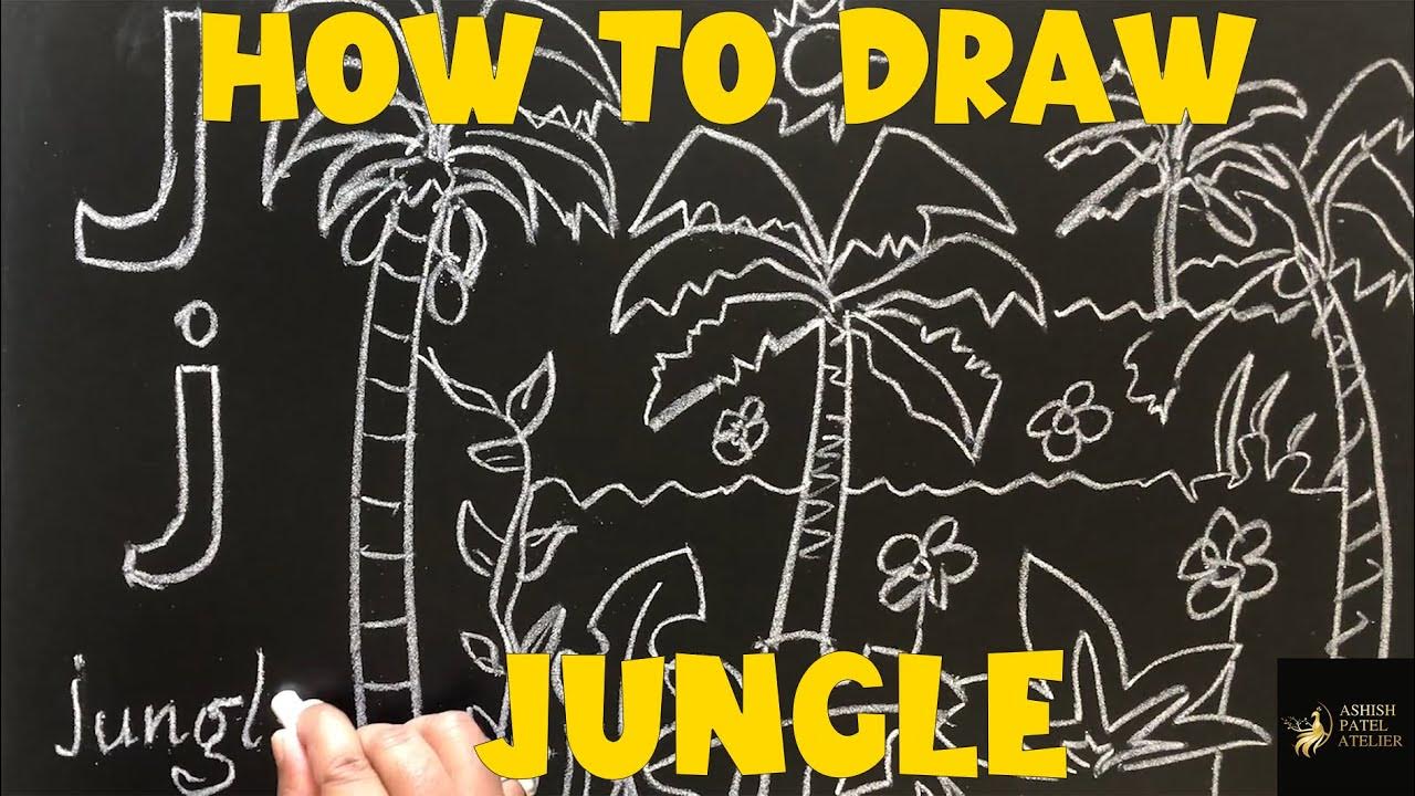 How to draw Jungle by "J" | Drawing for beginner - YouTube
