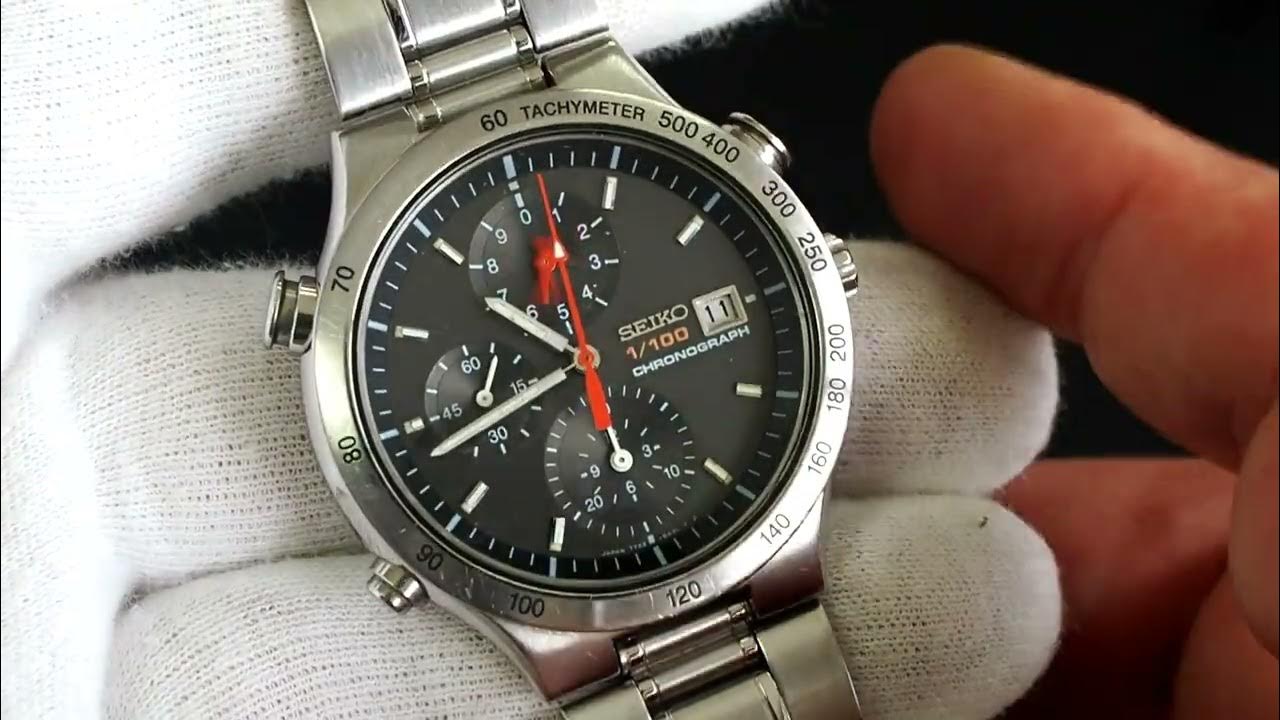 Vintage Seiko Speedmaster Quartz Chronograph Gray Dial Date Ref.7T52-6A30 - YouTube