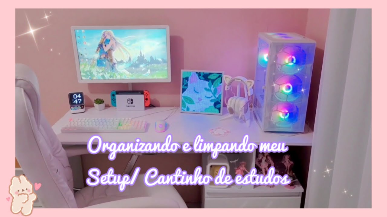 Limpando e Organizando o meu Setup/ Cantinho de estudos 🌿 - YouTube