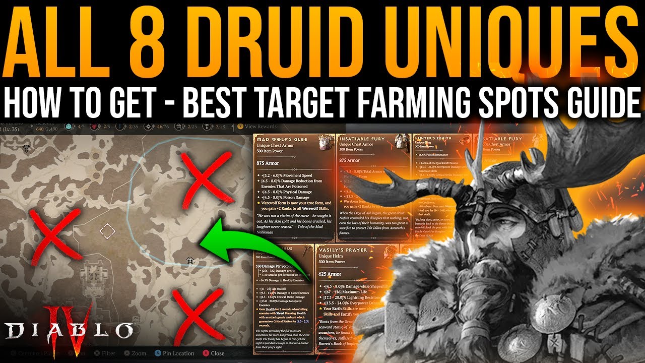 Diablo 4: Best UNIQUES TARGET FARM SPOTS - All 8 DRUID UNIQUES & HOW TO ...