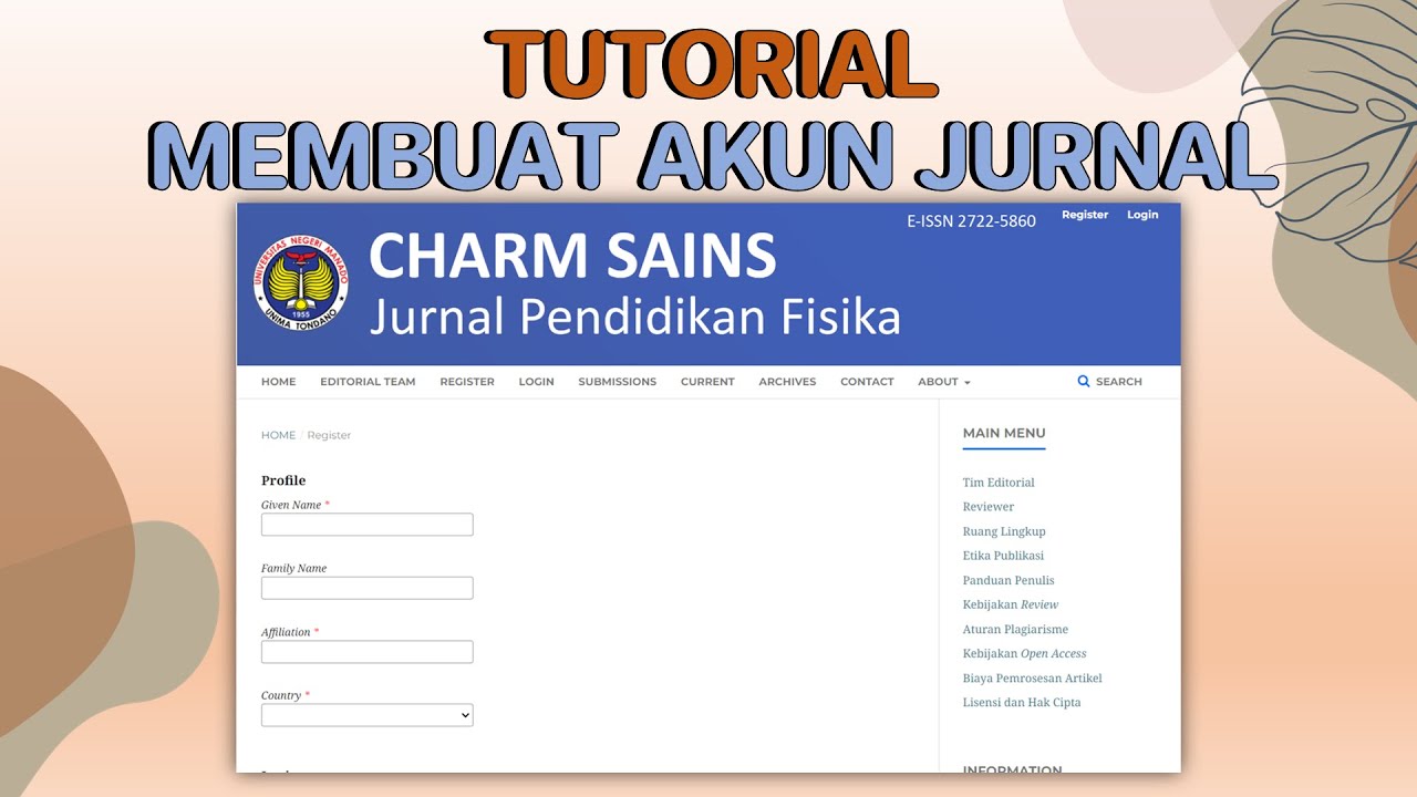 Tutorial Register Akun Jurnal Charm Sains - YouTube