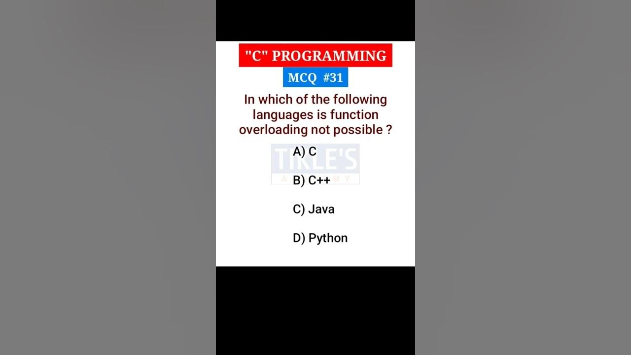 C PROGRAMMING MCQ 31 #shorts #tiklesacademy - YouTube