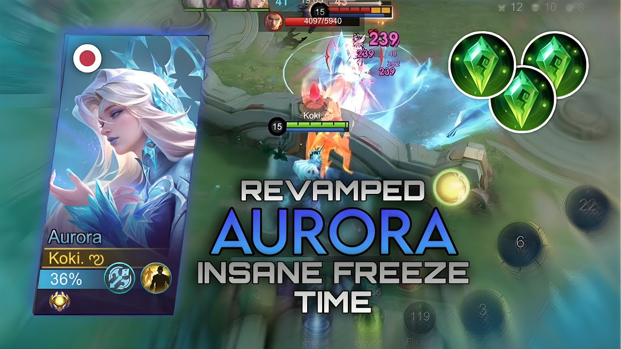 MLBB AURORA Gameplay | INSANE FREEZE TIME!? Three holy crystals!? - YouTube
