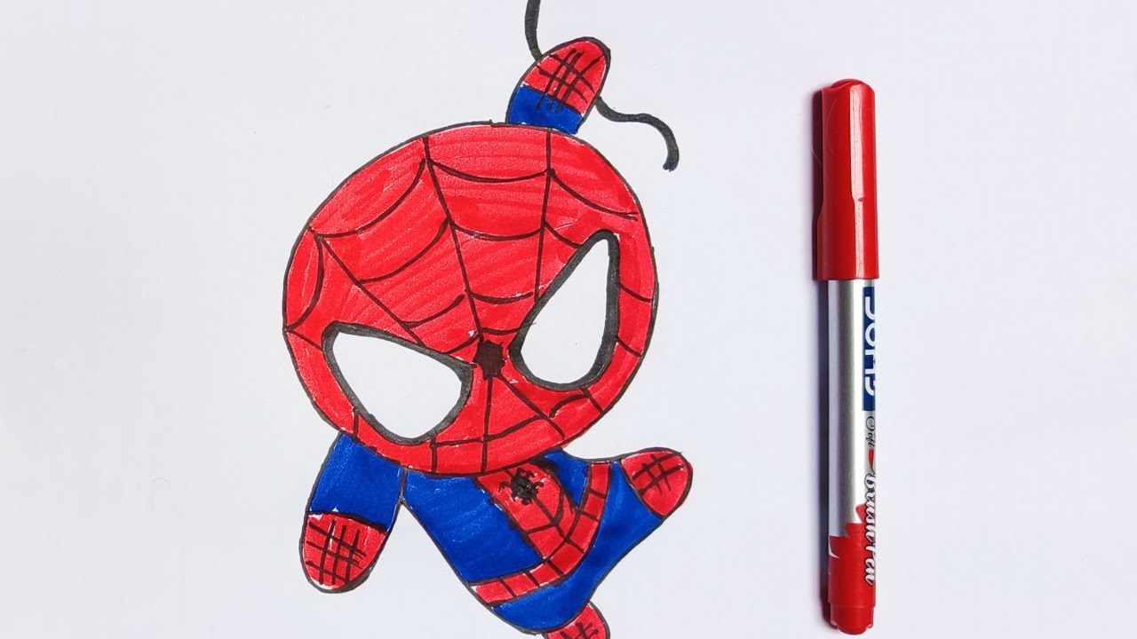 how to draw mini spider man || easy and simple drawing for kids step by ...
