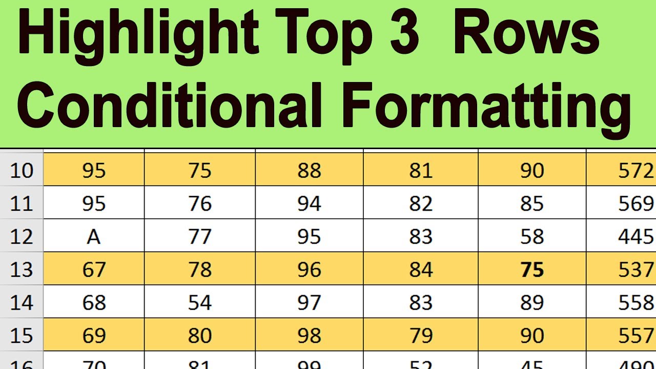 Highlight Top 3 Rows Based On Cell Value In Excel In Hindi YouTube Highlight Top 3 Rows Based On Cell Value In Excel In Hindi YouTube