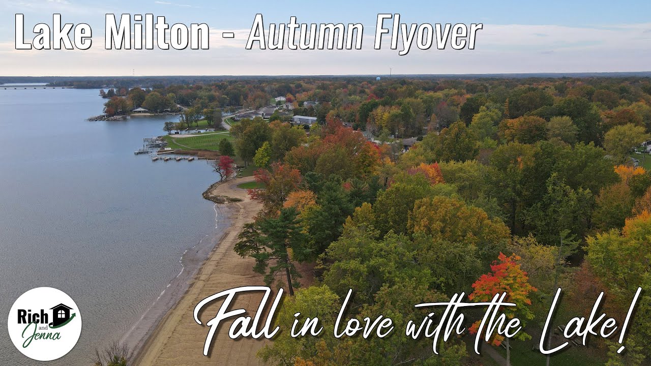 Aerial view of Lake Milton in the Fall - YouTube