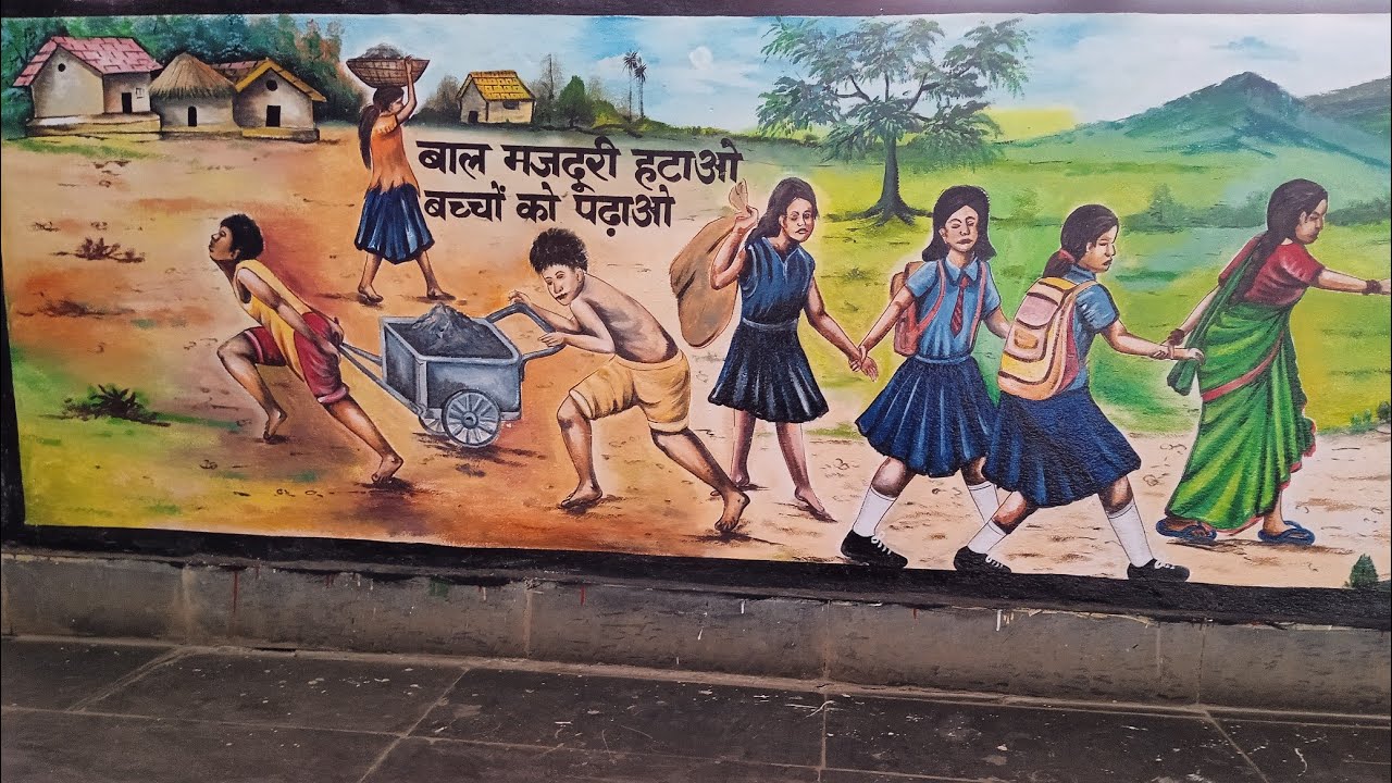 #Child Labour wall Painting#School Wall Painting#paintingtutorial # ...