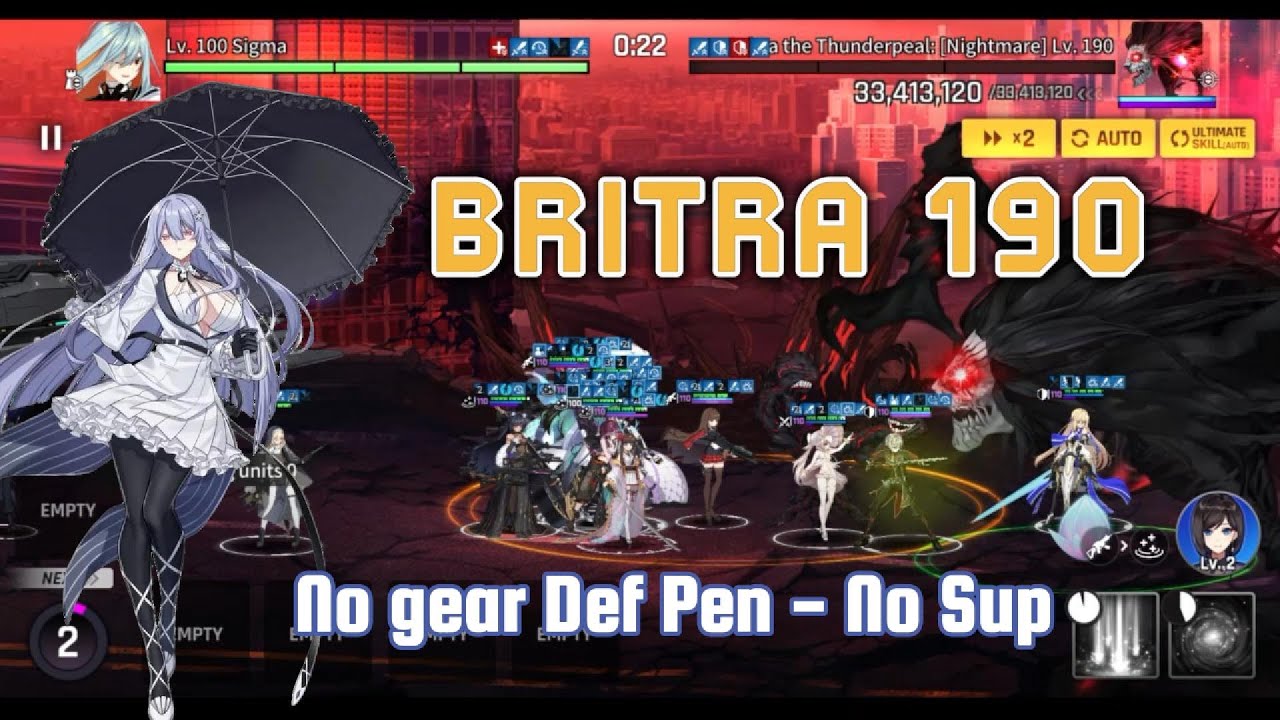 [Counter:Side GLB] | Raid Boss | Britra 190 with Swan Claire | Full Auto | No Gear DefPen - No ...