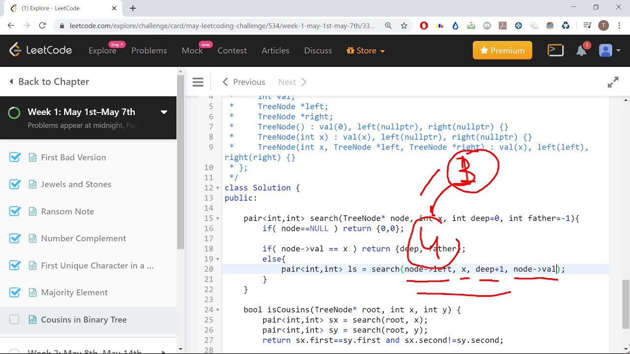 May Leetcoding Challenge Dia 07 Busca Em árvore Binária Cousins In Binary Tree C Youtube