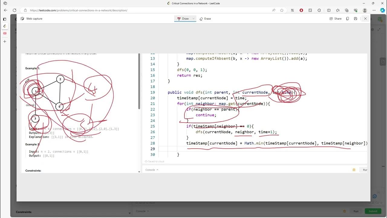 Leetcode 1192 Critical Connections In A Network Strongly Connected Components Scc Debug