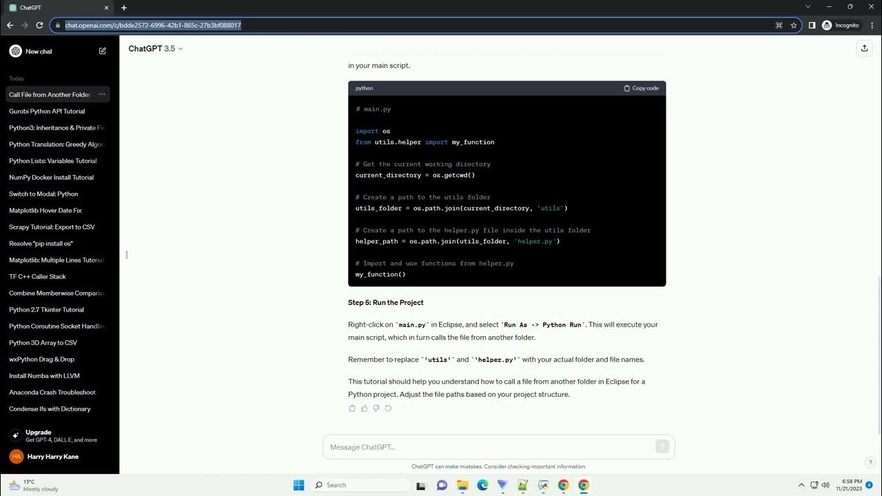 Call a file in another folder in Eclipse for Python project - YouTube