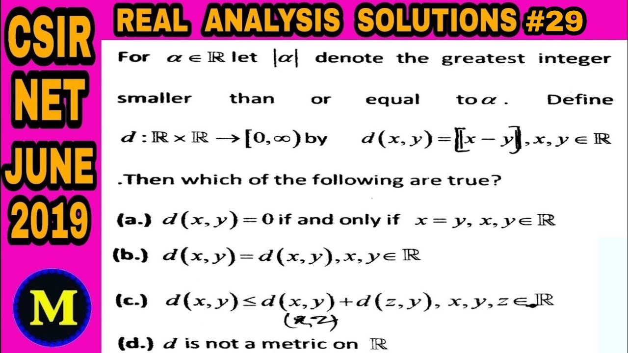 Csir Net June 2019 Real Analysis Youtube