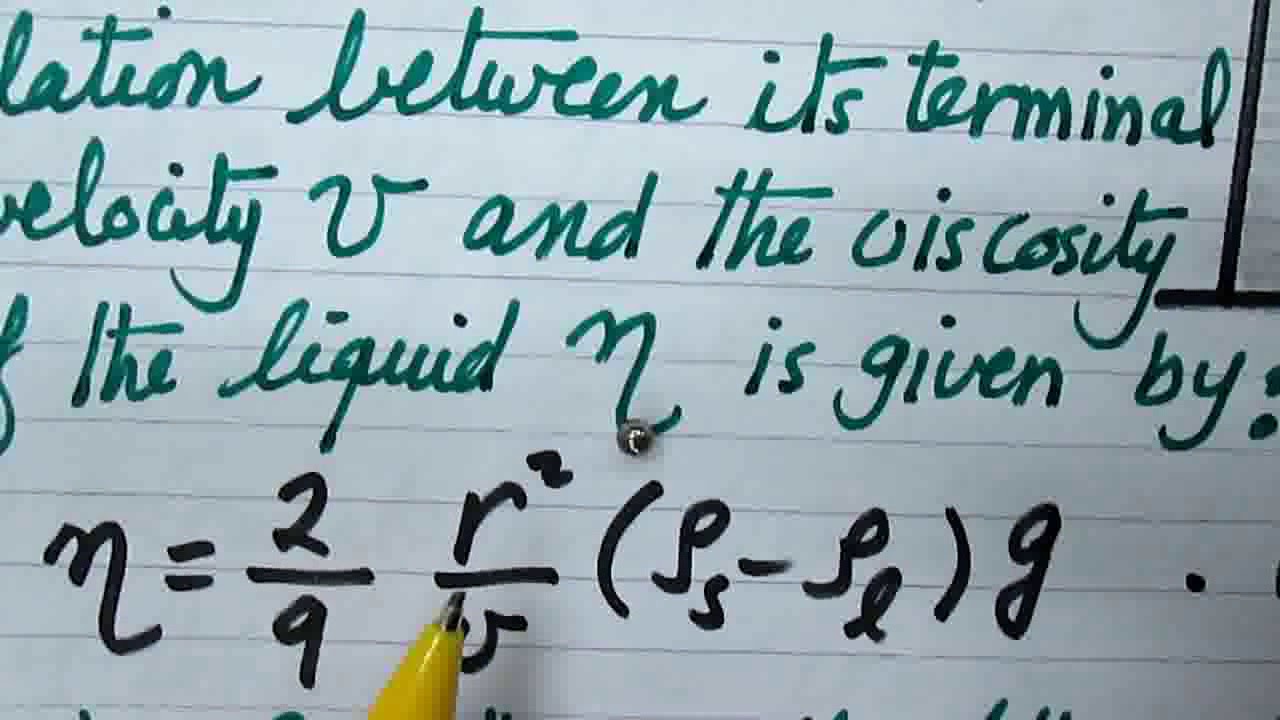 Determination Of Coefficient Of Viscosity By Stocks Law Youtube