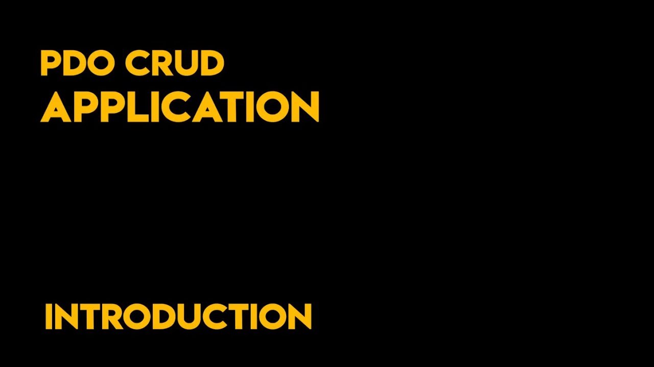 PDO Application | Intro - YouTube