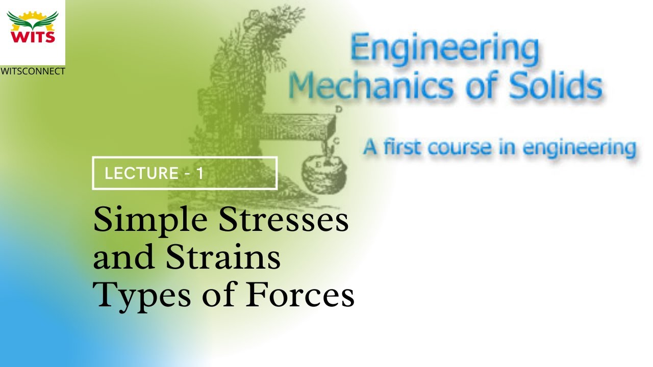 MECHANICS OF SOLIDS - SIMPLE STRESSES & STRAINS- TYPES OF FORCES LEC -I ...