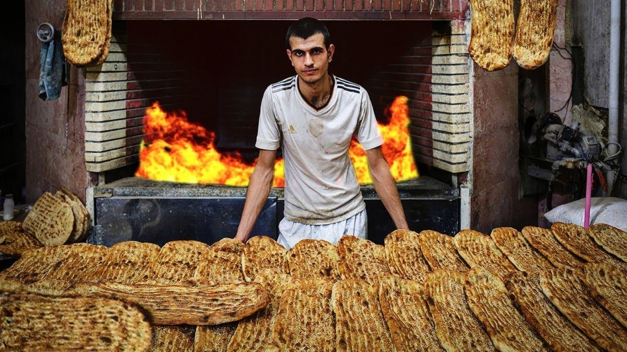 Baking 5000 BREAD a DAY | Barbari Bread baking in IRAN TABRIZ - YouTube