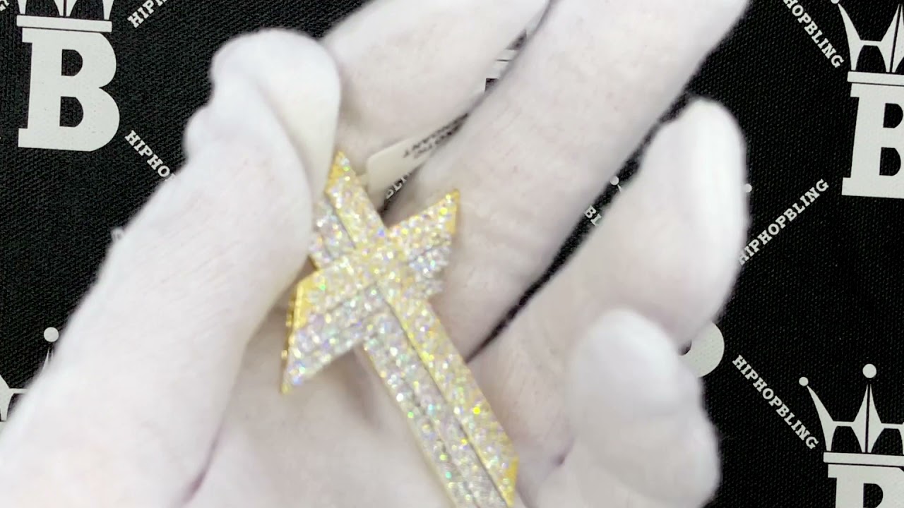 Layered Sharp Cross VVS CZ Hip Hop Iced Out Pendant | Bling Bling - YouTube