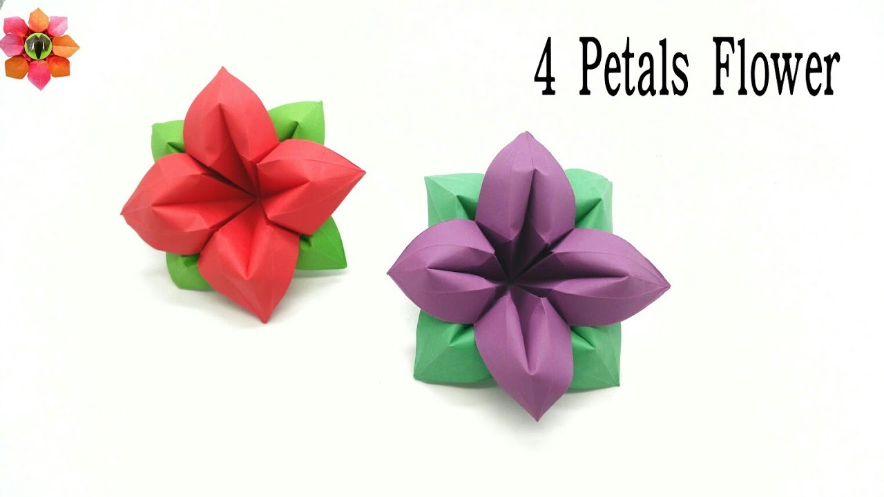 4 Petals Flower - DIY Origami Tutorial - 23 - YouTube