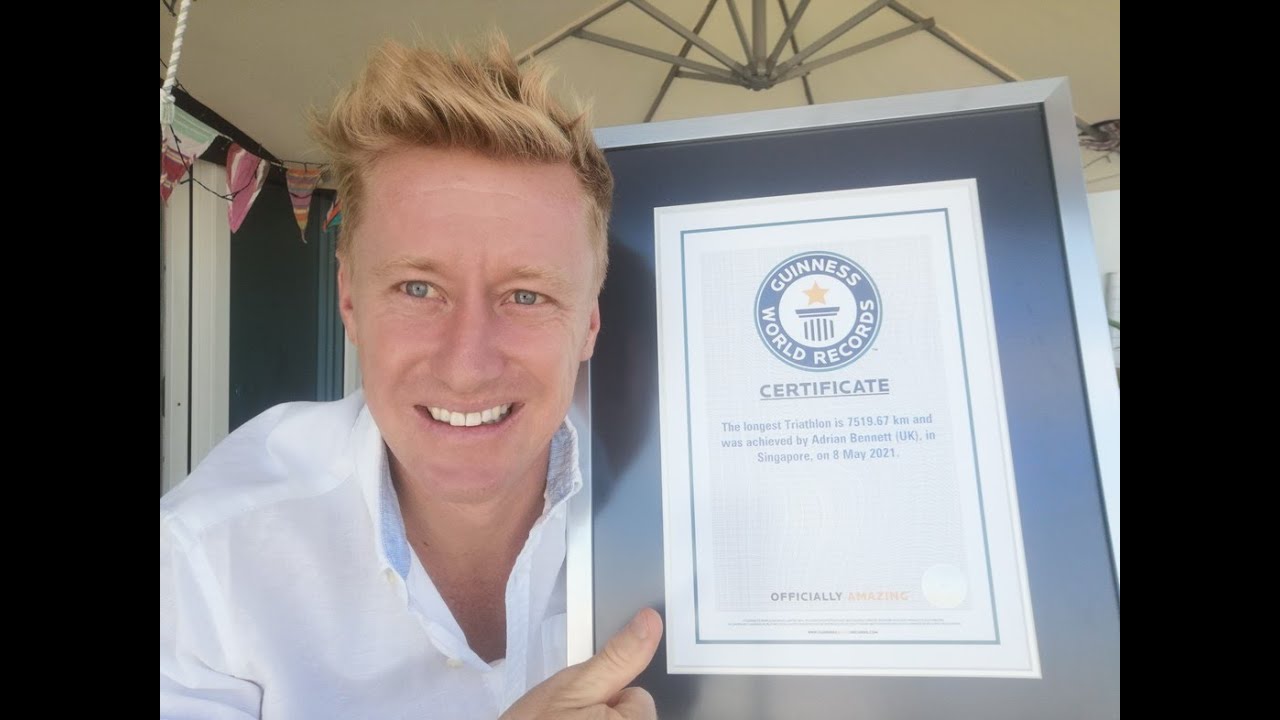 Guinness world record Longest Triathlon 2021 Adrian Bennett. The ...