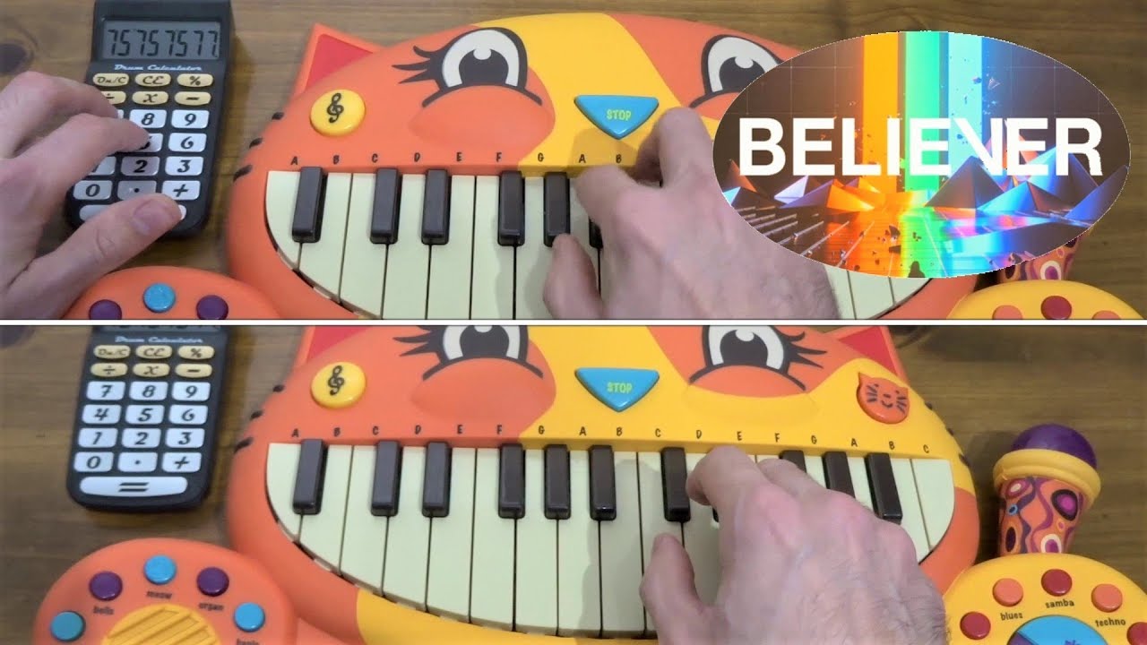 IMAGINE DRAGONS - BELIEVER ON 2 CAT PIANOS AND A DRUM CALCULATOR - YouTube