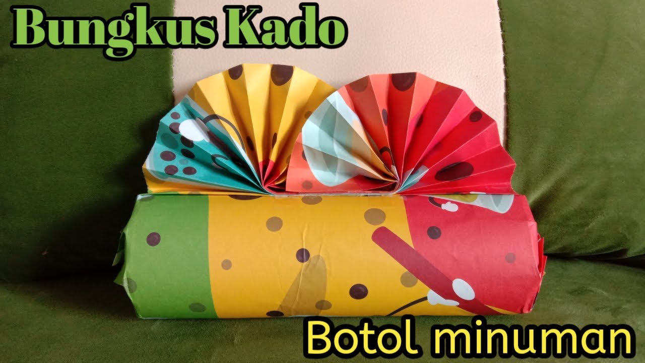 Cara bungkus kado bulat | kado botol minuman tanpa kotak - YouTube