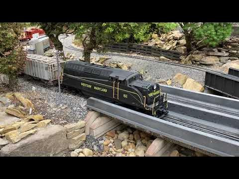 Inaugural Run of G Scale Western Maryland Railway BL2 - YouTube