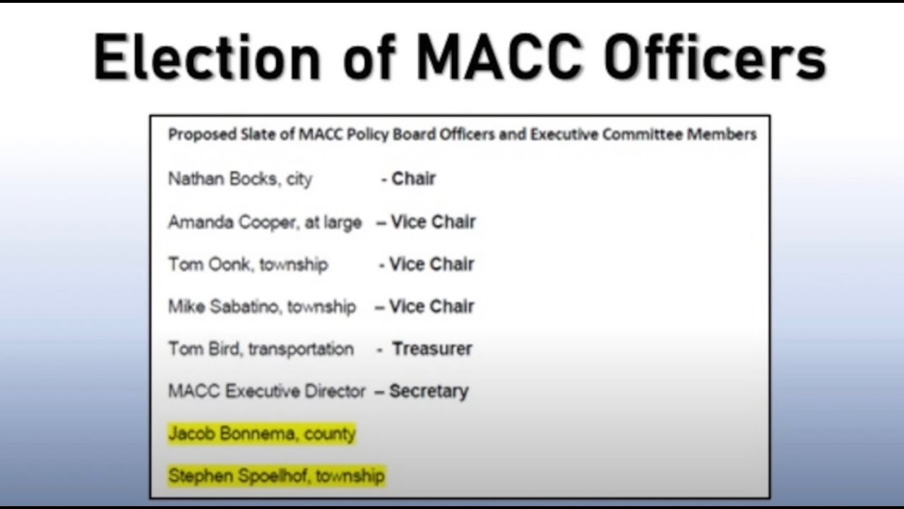 New officers named for MACC Policy - YouTube