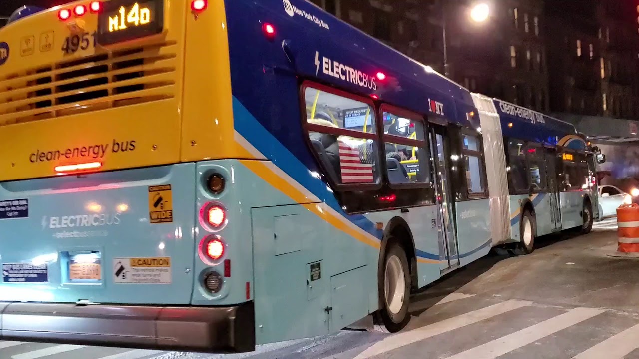 MTA NYCT NFI-XE60 bus 4951 on M14D SBS leaving Ave B and E.14St - YouTube
