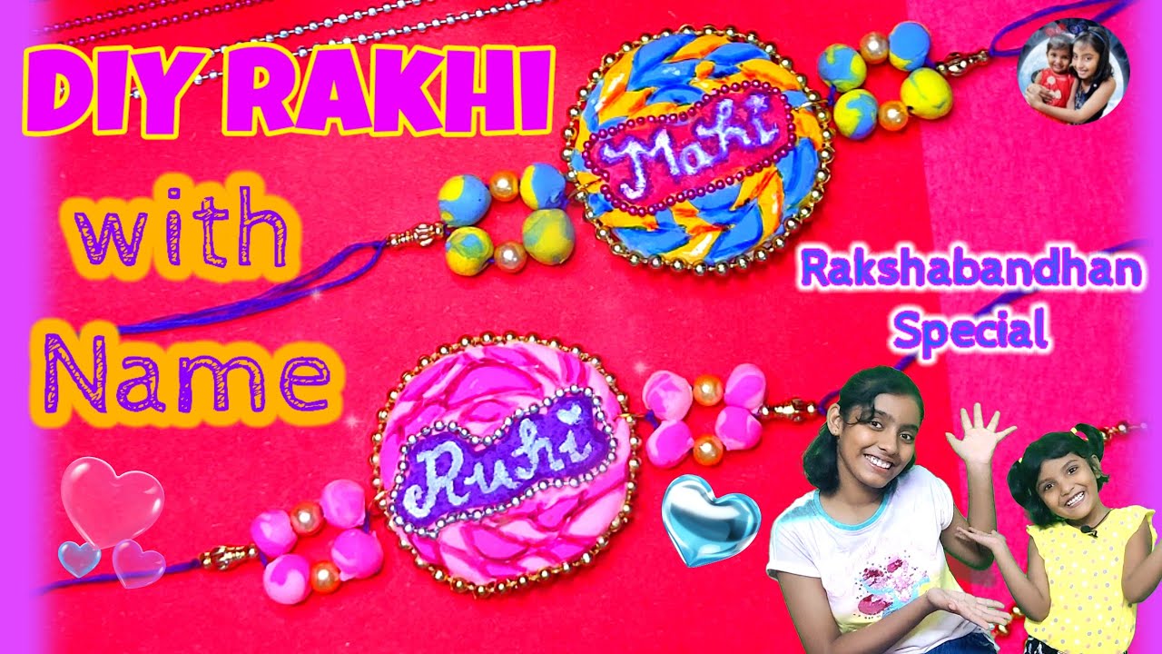 Customized Rakhi with Name😱/DIY Rakhi with Air dry Clay/Rakhi making at ...