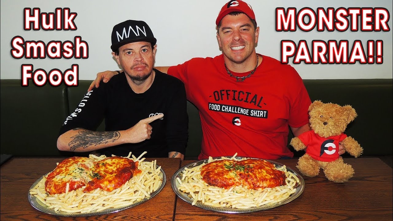 Monster Chicken Parma Challenge in Victoria, Australia w/ HulkSmashFood ...